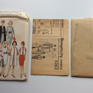 Vintage Ca. 1963 Simplicity 5263 Womens 1 Piece Dress & Unlined ...