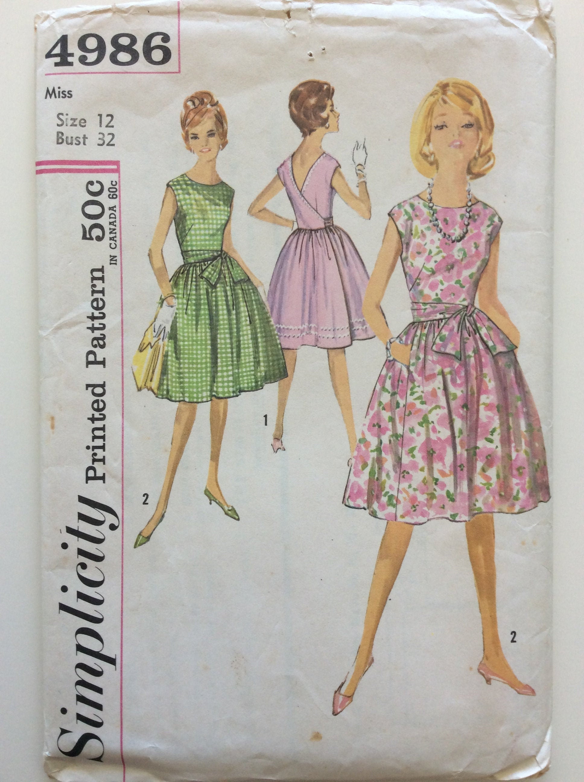 Vintage Ca. 1963 Simplicity 4986 Womens Wrap-around Dress - Etsy