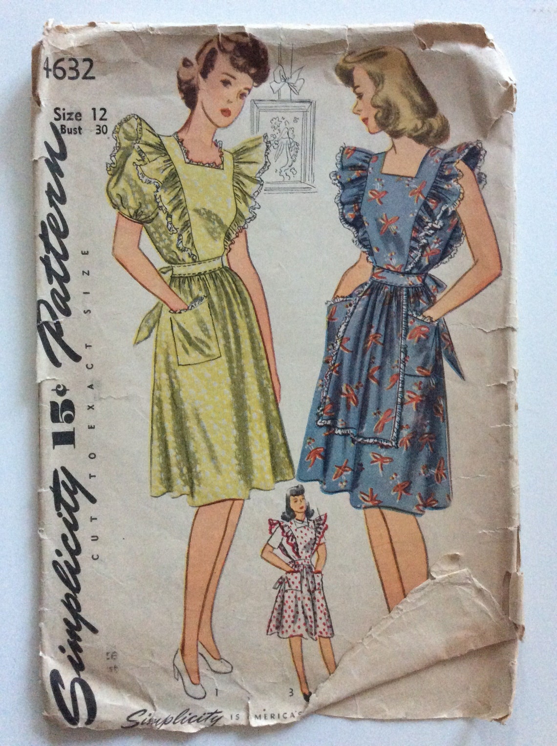 Vintage Ca. 1943 Simplicity 4632 Womens Dress or Pinafore Sewing ...
