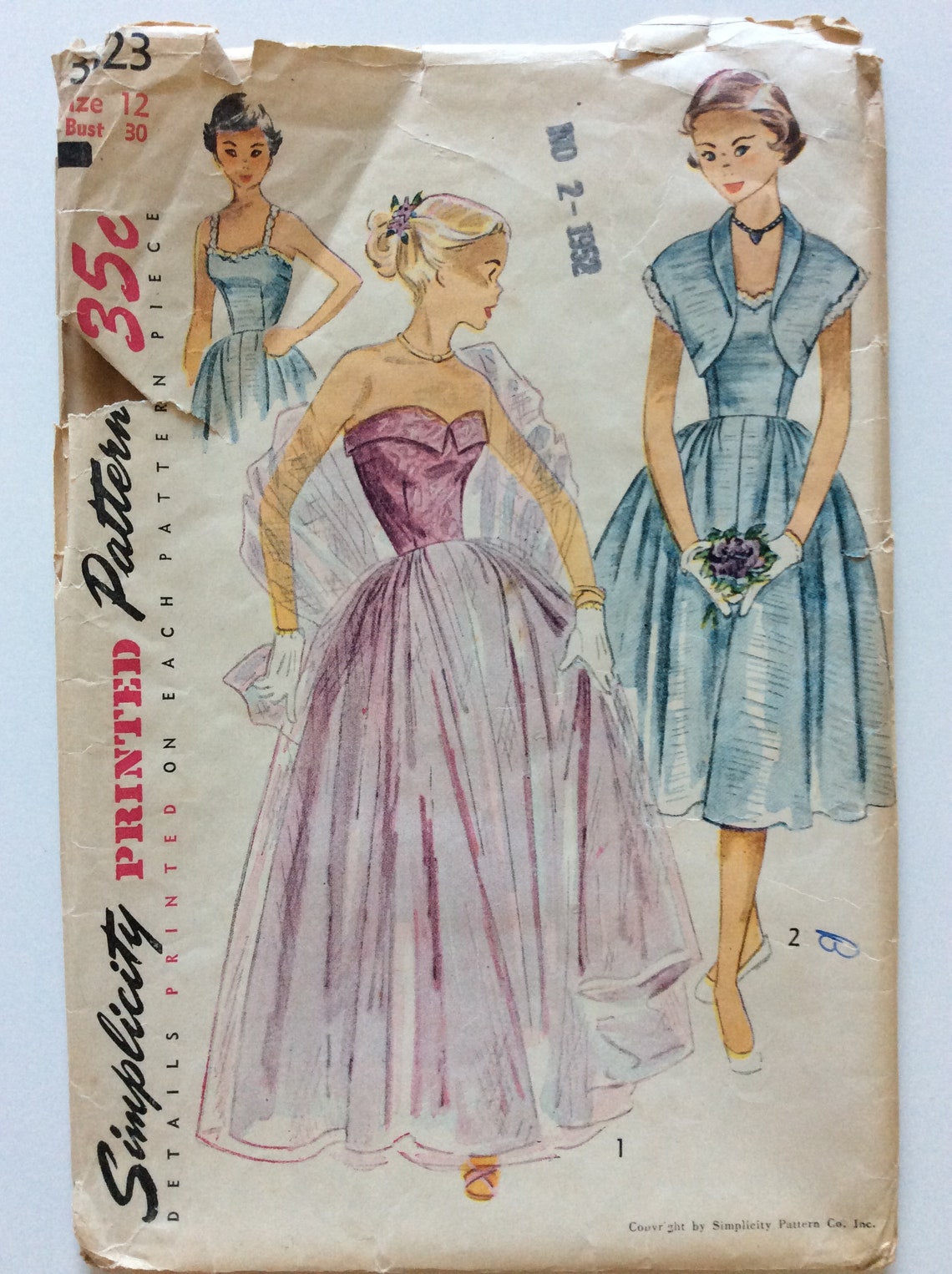 Vintage Ca. 1951 Simplicity 3623 Womens Dress in Daytime & Evening ...