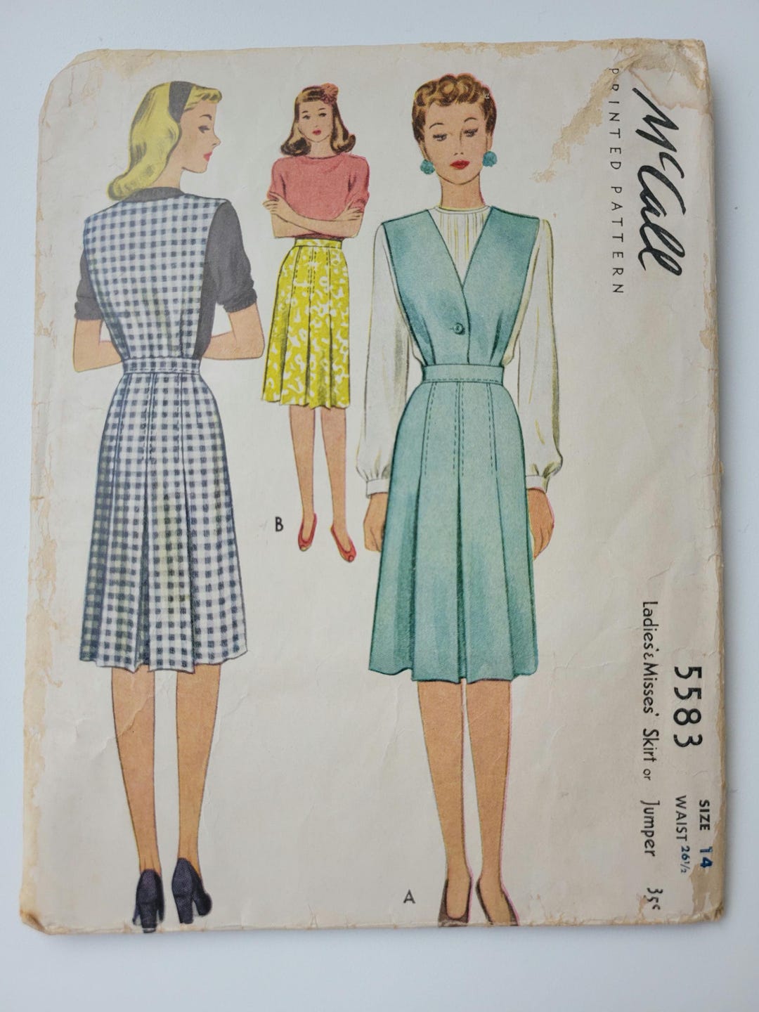 Vintage Ca. 1944 Mccall 5583 Women's Skirt or Jumper Sewing Pattern ...