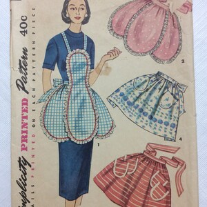 Vintage Ca. 1953 Simplicity 4479 1 Yard Apron Sewing Pattern-one Size-3 ...