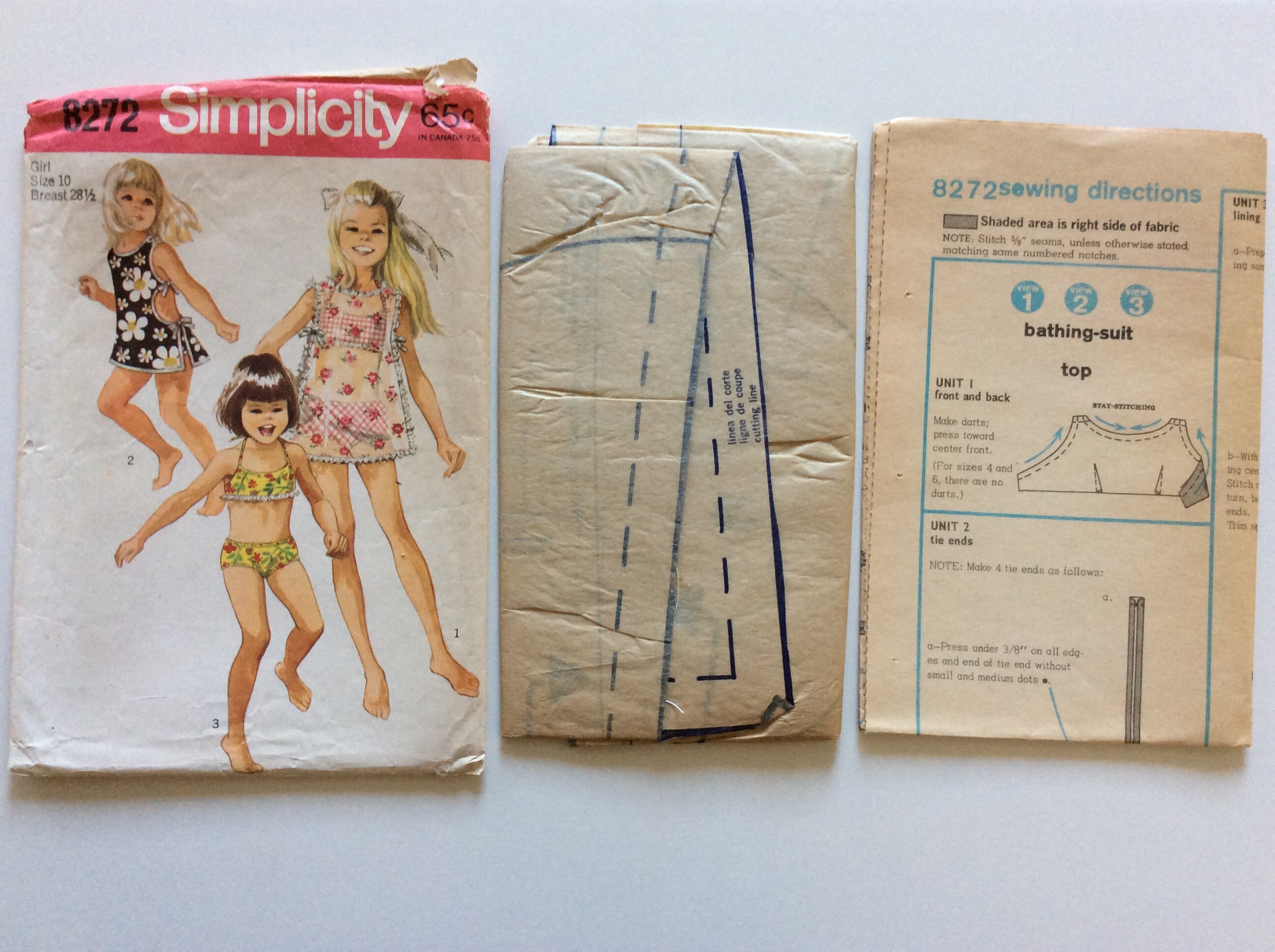 Vintage Ca. 1969 Simplicity 8272 Childs and Girls 2 Piece Bathing Suit ...