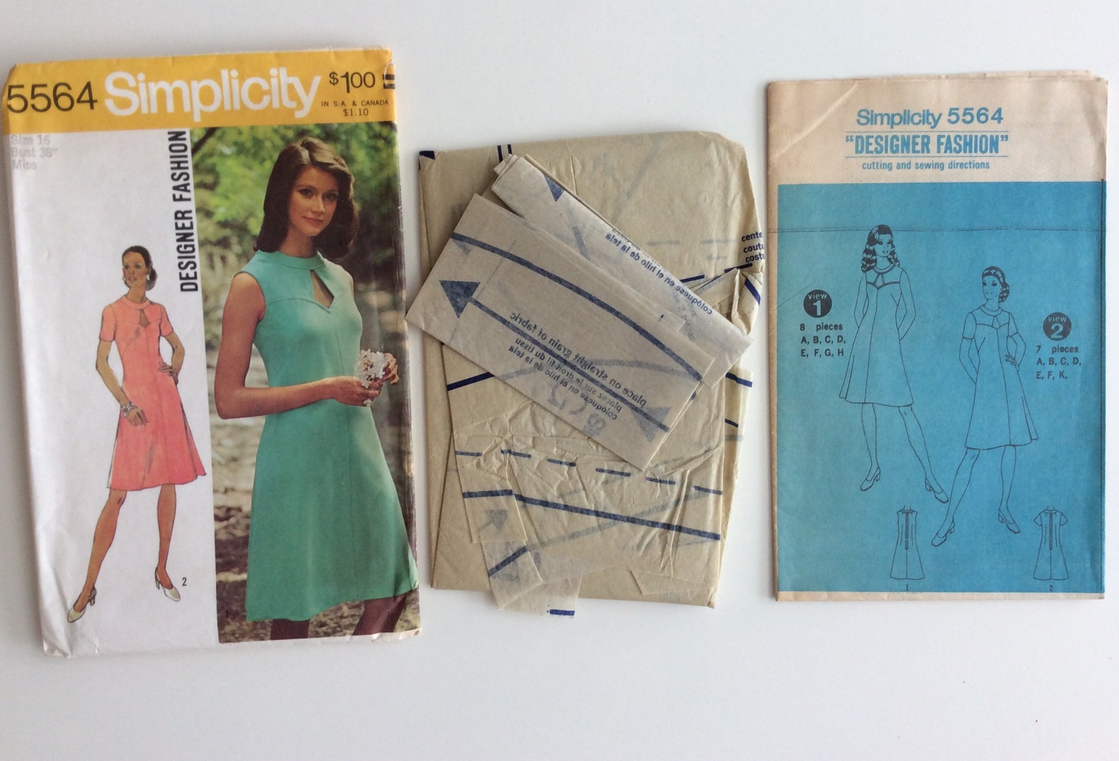 Vintage Ca. 1973 Simplicity 5564 Womens Dress Sewing Pattern-size 16 ...