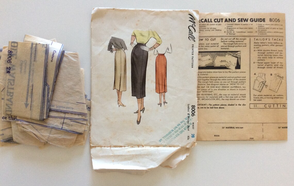 Vintage Ca. 1950 Mccall 8006 Womens Skirt Sewing Pattern-waist 28cut ...