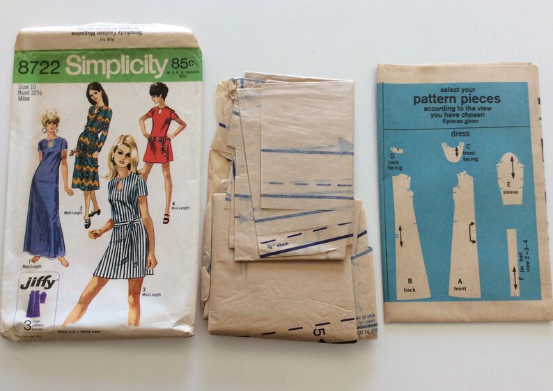 Vintage Ca. 1970 Simplicity 8722 Womens Jiffy Dress in 3 - Etsy