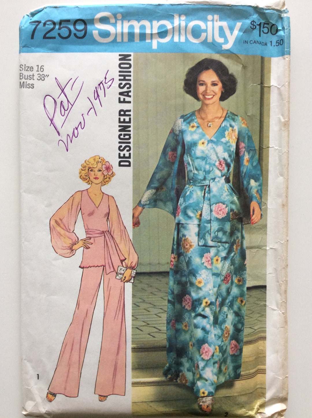 Vintage Ca. 1975 Simplicity 7259 Womens Skirt, Wide Leg Pants & Top ...