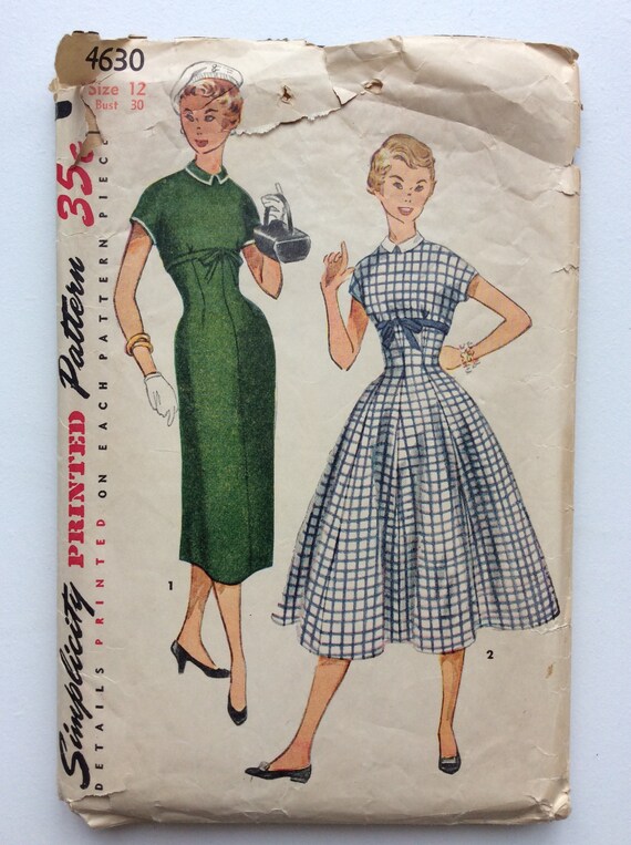 Vintage Ca. 1940s Simplicity 4630 Womens 1 Piece Dress - Etsy