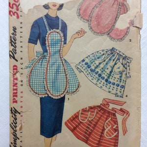 Vintage Ca. 1953 Simplicity 4479 1 Yard Apron Sewing Pattern-one Size-3 ...