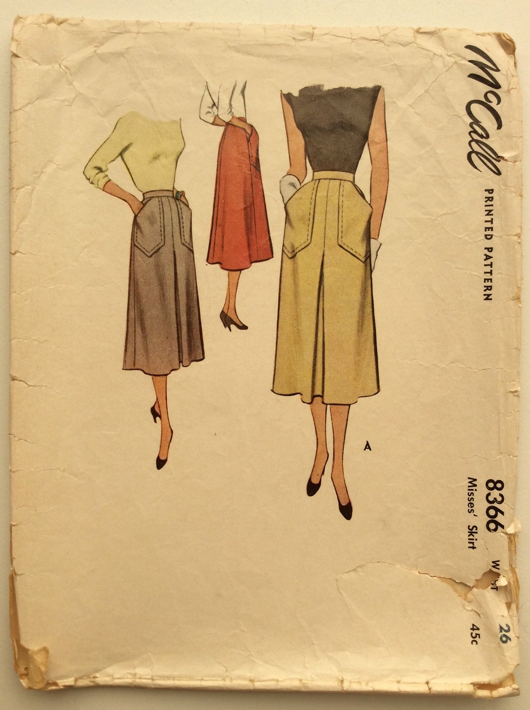 Vintage Ca. 1950 Mccall 8366 Womens Skirt Sewing Pattern-waist ...