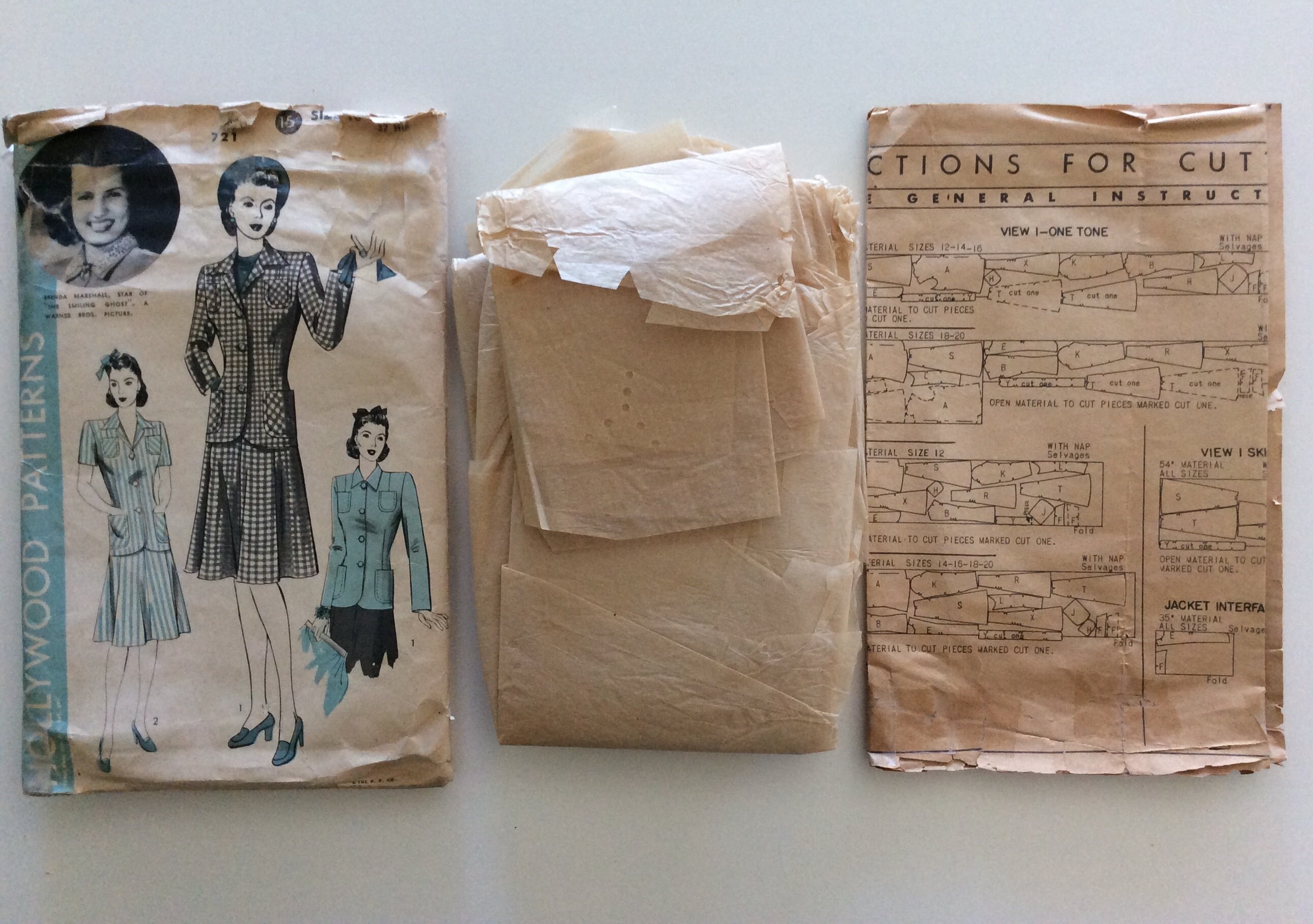 Vintage Ca. 1941 Hollywood Patterns 721 Women’s 2 Piece Skirt Suit ...