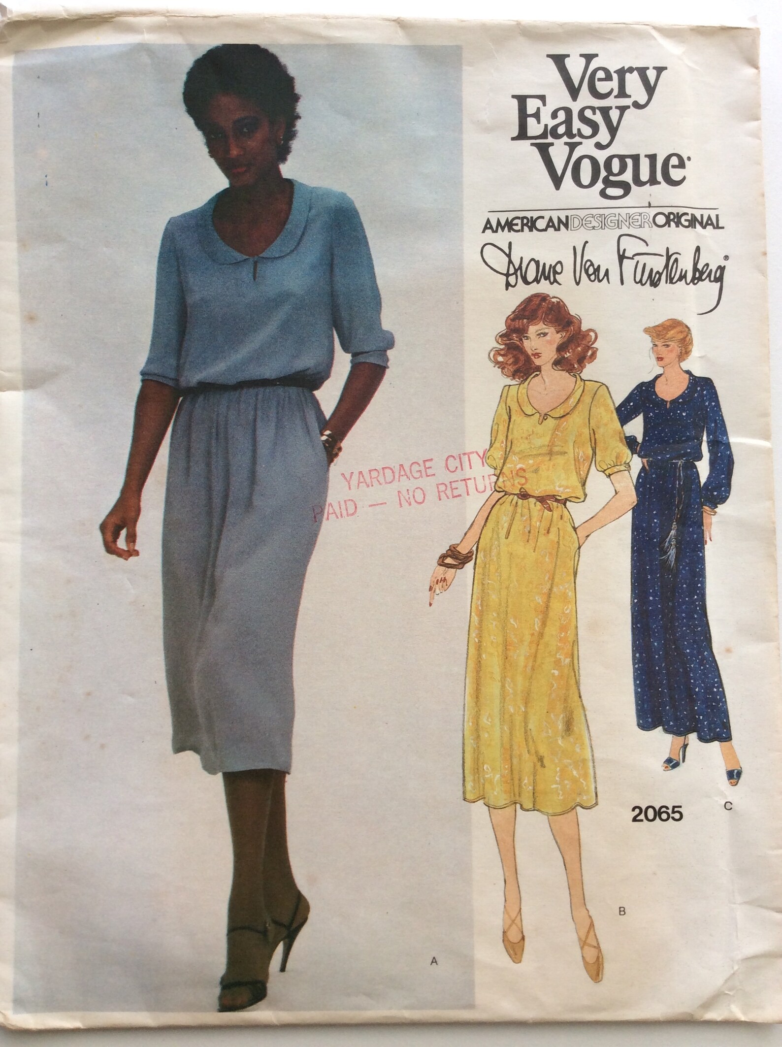 Vintage Ca. 1979 Vogue 2065 Diane Von Furstenberg Designer Dress Sewing ...