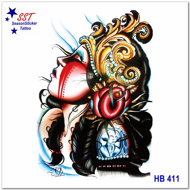 Women Indian Head Design Flower Tattoo Beautiful Wolf Body Arm - Etsy