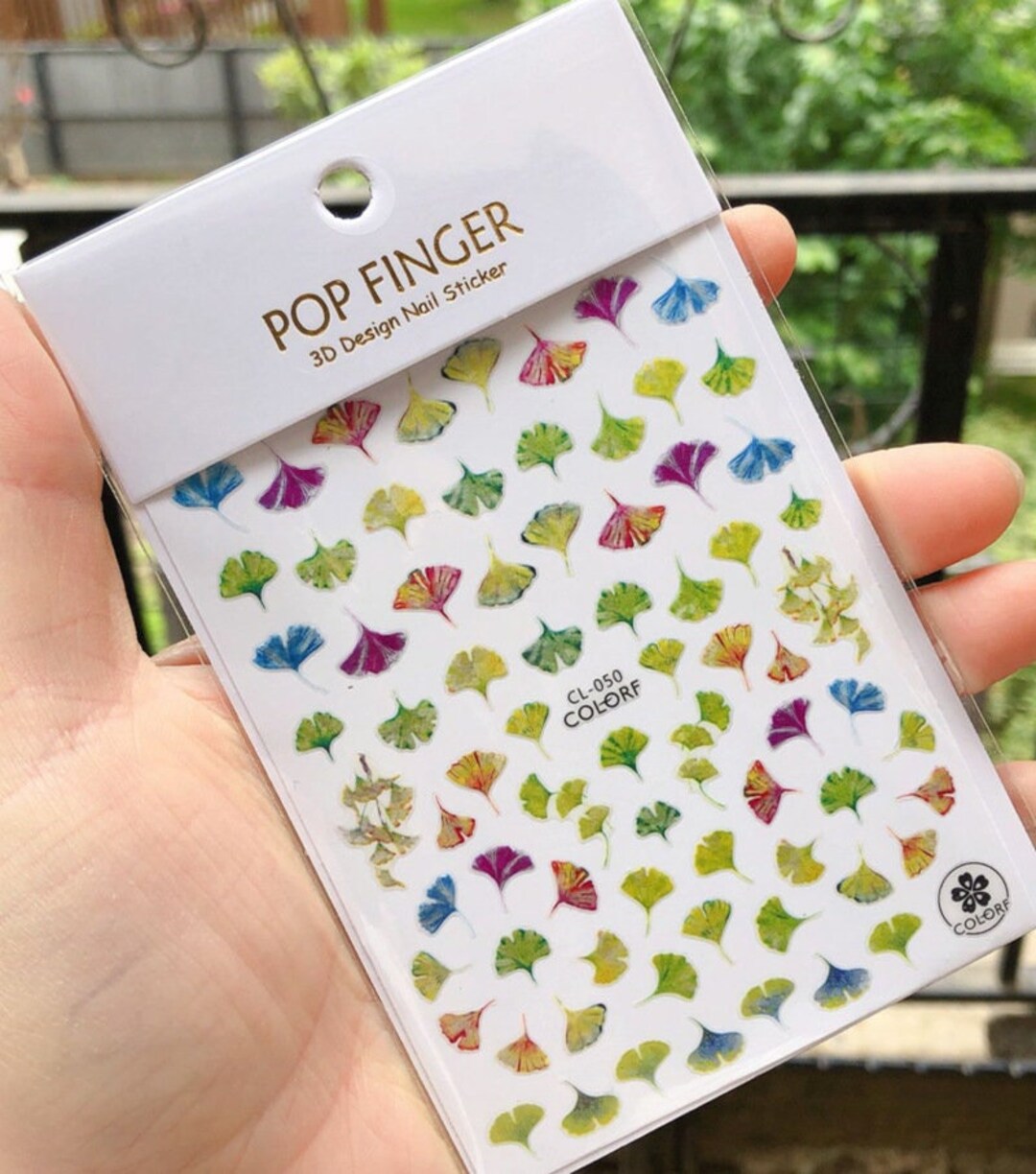 Laser Silver Ginkgo Leaves Nail Art Stickers Colorful Ginkgo Leaves ...