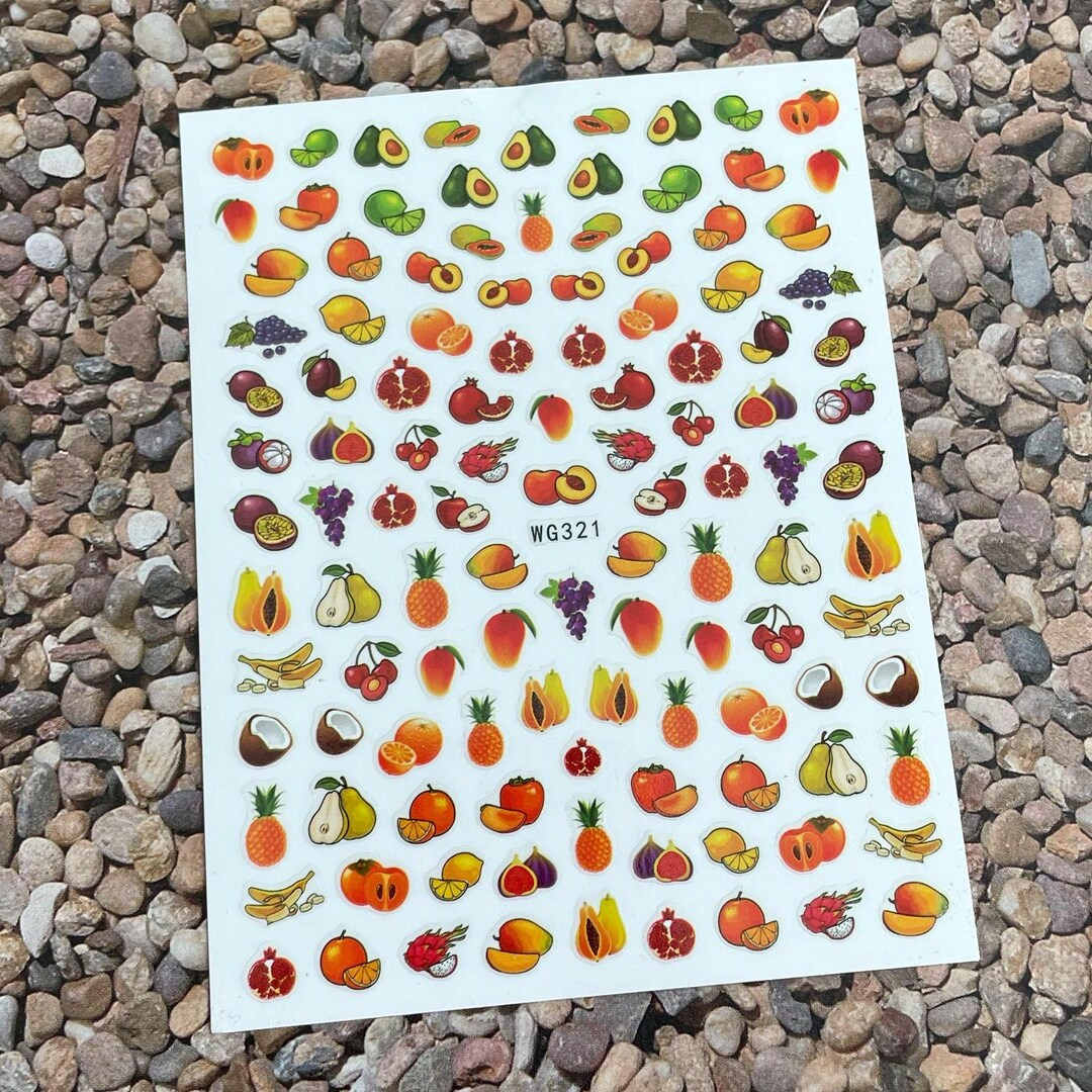 Orange Fruit Nail Art Stickers Citrus Watermelon Strawberry Blue Berry ...