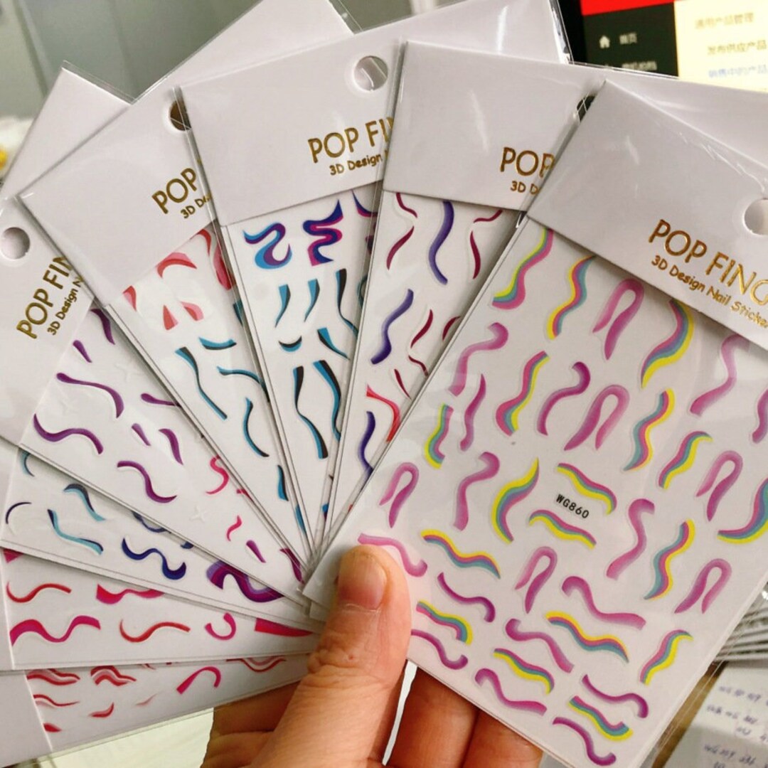 Swirls Twist Nail Art Stickers Colorful Swirl Wave Ripple Multicolor ...