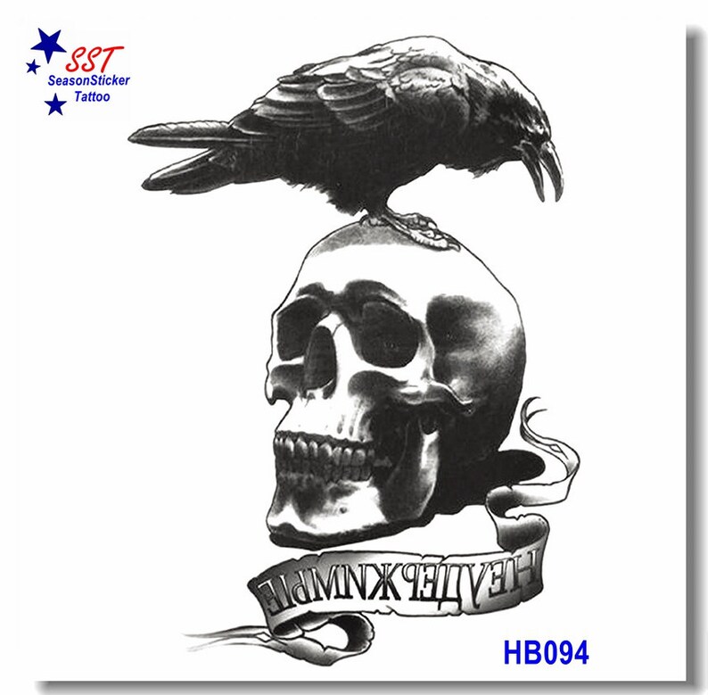 Demon Skull Body Tattoos Clock Dial Devils Eagle Black Bird - Etsy