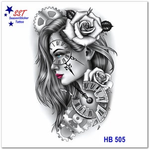 Women Indian Head Design Flower Tattoo Beautiful Wolf Body Arm ...