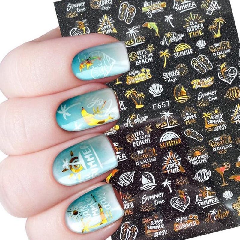 Beach Nail Stickers - Etsy