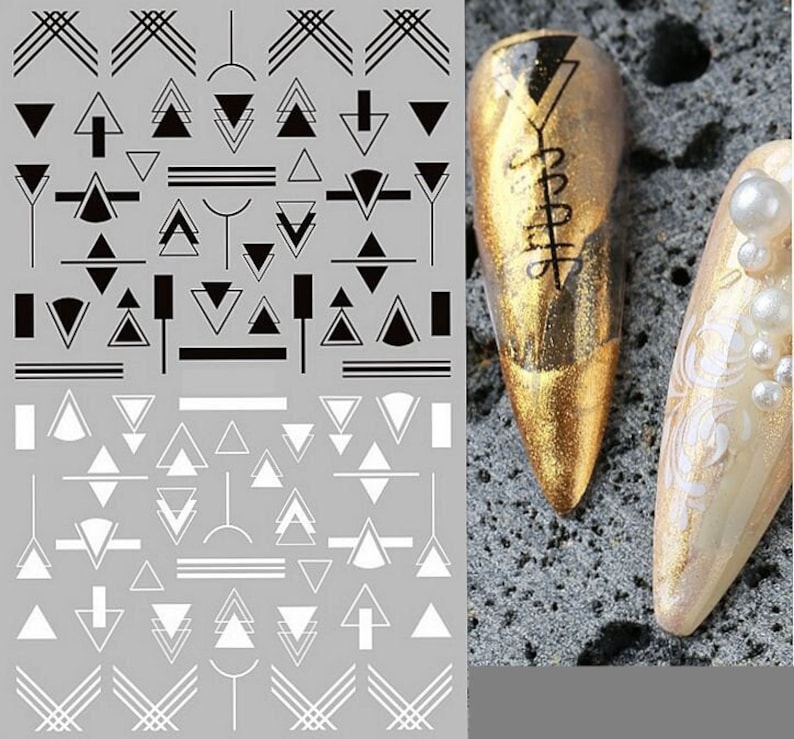 Geometric Shapes Graphic Shapes Nail Stickers Black White Geometric ...