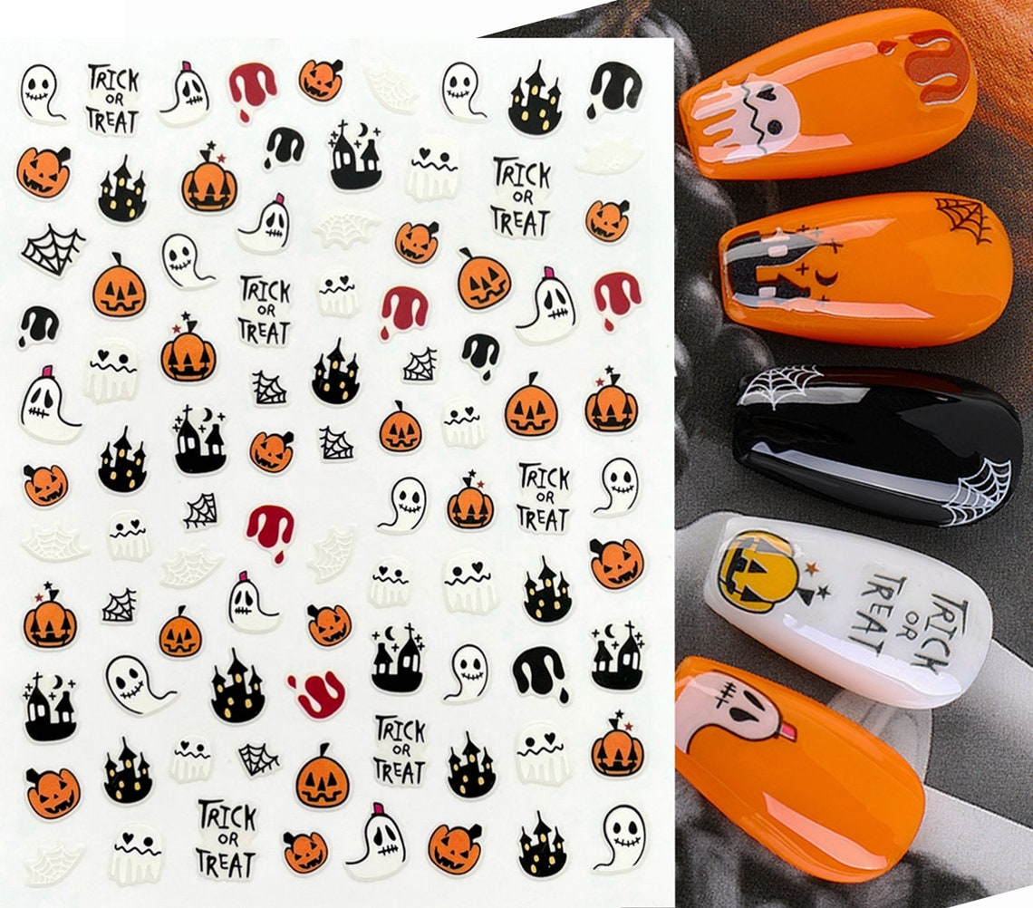 Halloween Nail Art Stickers Ghost Nightmare Monster Pumpkin Skull ...