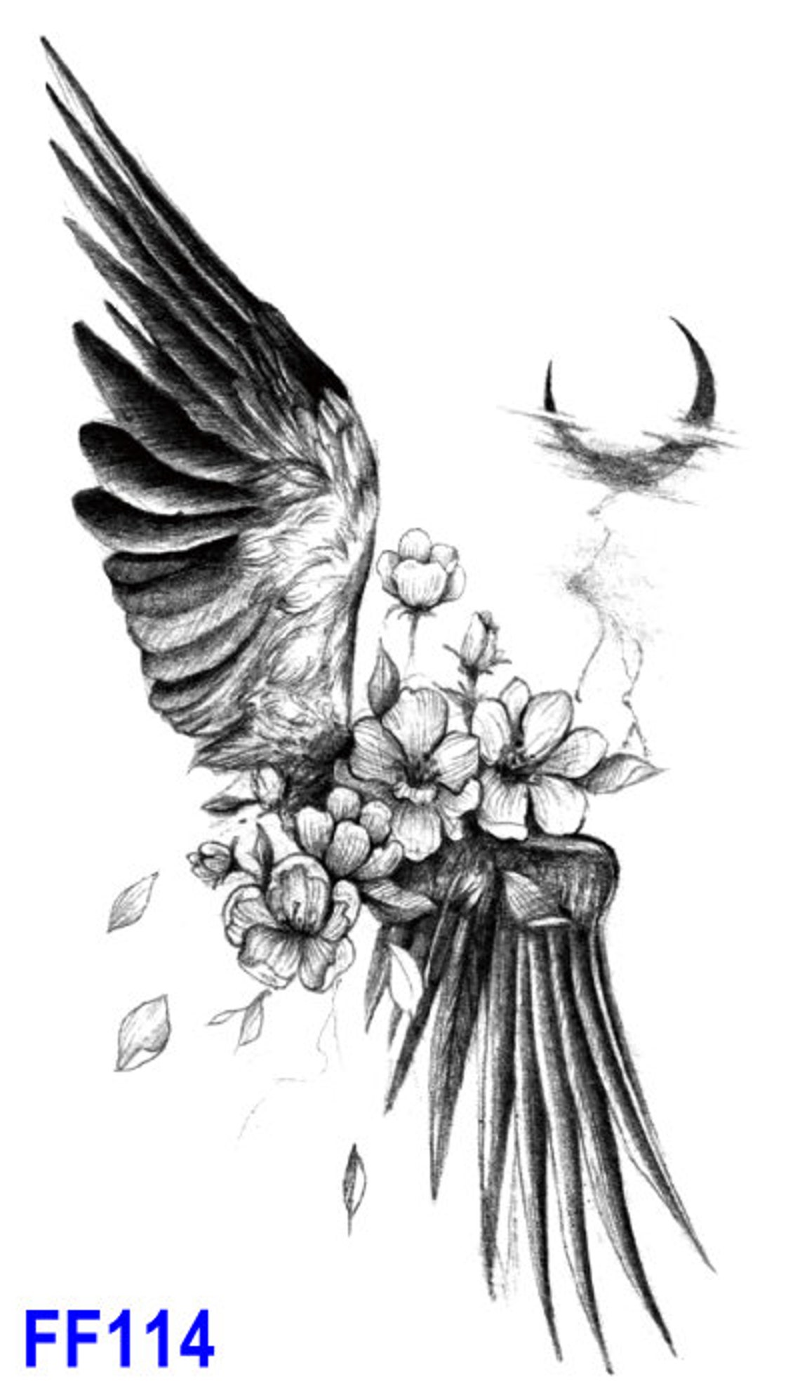 Sunflower Flower Sun Totem Black Sketch Crescent Moon Feather - Etsy