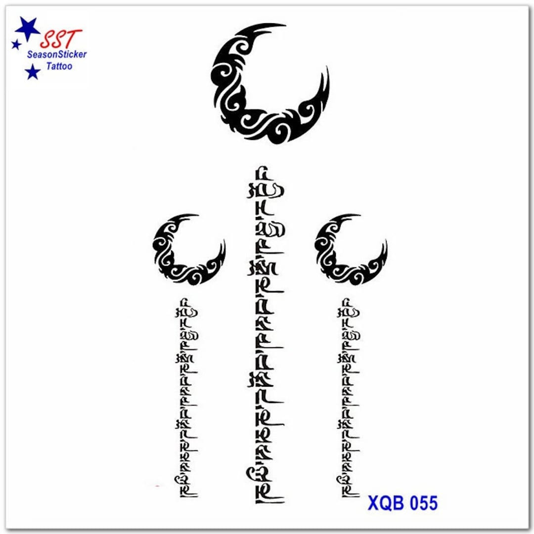 Tattoo Lettering Crescent Moon Words Letters Body Arm Temporary Tattoos ...