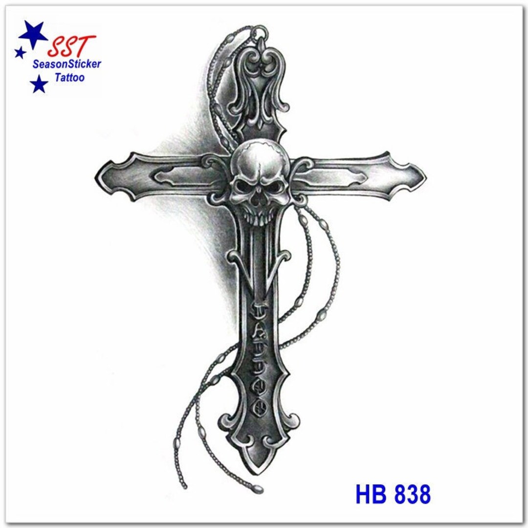 Cross Tattoo Demon Skull Dragon Devils Body Arm Temporary Tattoos ...