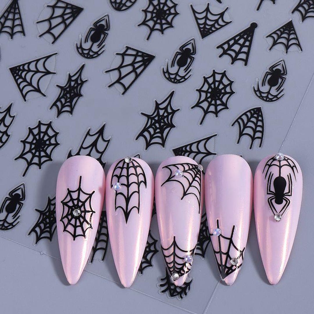 4 Colors Spider Web Halloween Nail Sticker Spider Halloween Webs Self ...