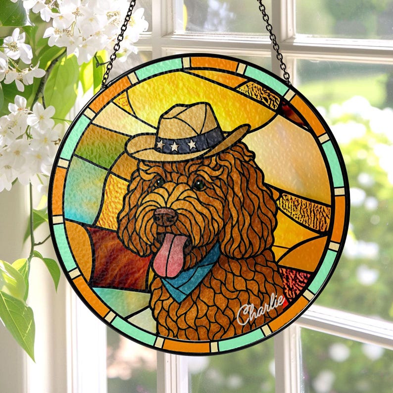 Dog Portrait From Photo Stained Glass Window Hangings Mosaic Style ...