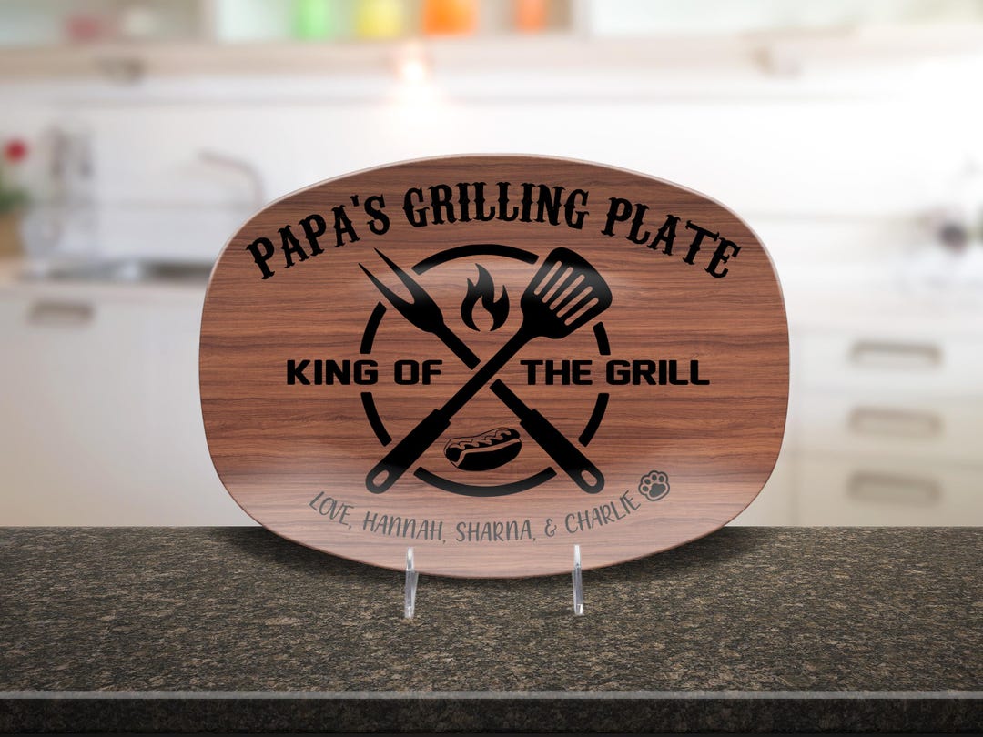 Personalized BBQ Platter, Dad Grilling Gift, King of the Grill Plate ...