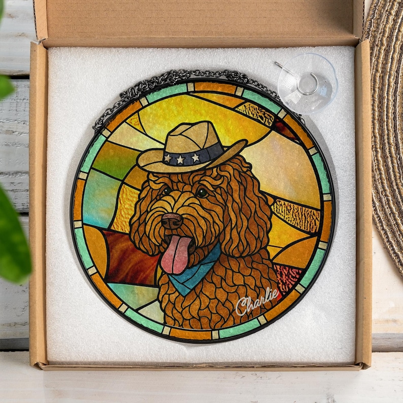 Dog Portrait From Photo Stained Glass Window Hangings Mosaic Style ...