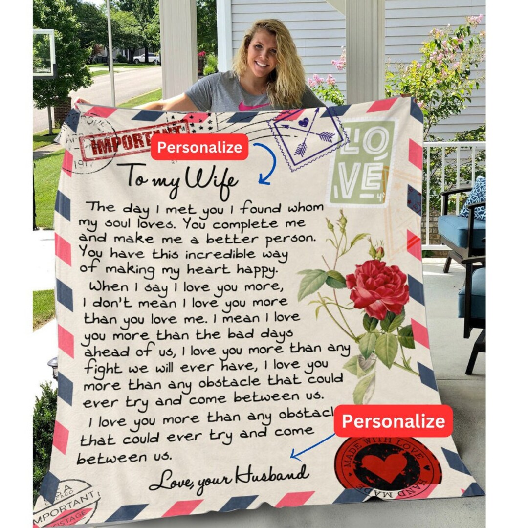 Personalized Love Letter Blanket Gift for Soulmate, Valentines Day Gift ...