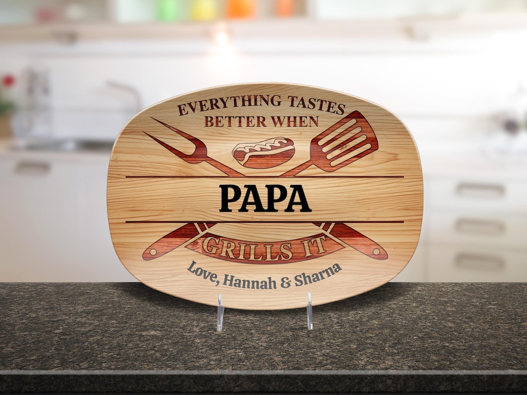 Personalized BBQ Platter, Custom Grill Gift for Dad or Grandpa, Father ...