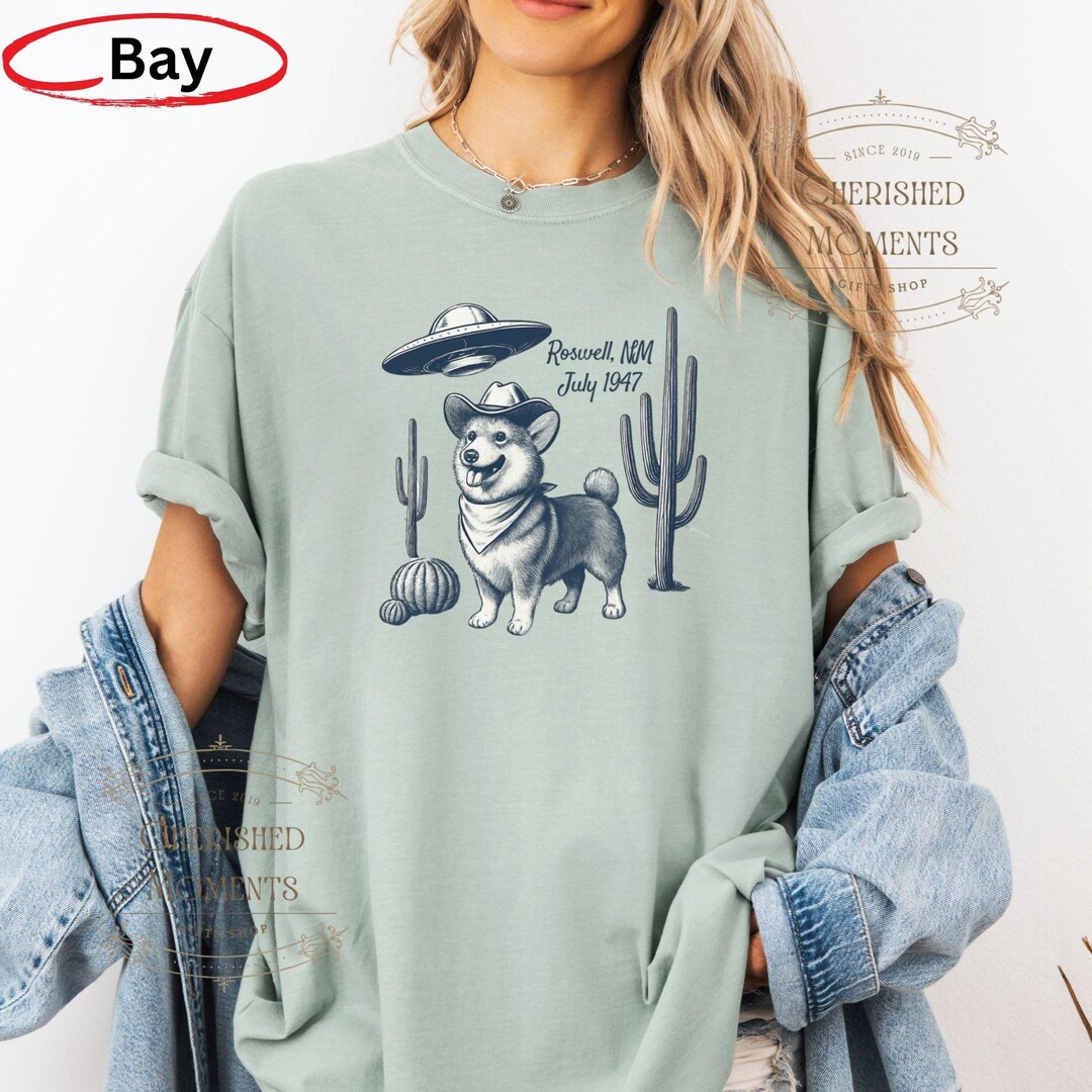Corgi Alien Shirt, Cowboy Vintage Dog Shirt, UFO Western Shirt: A ...