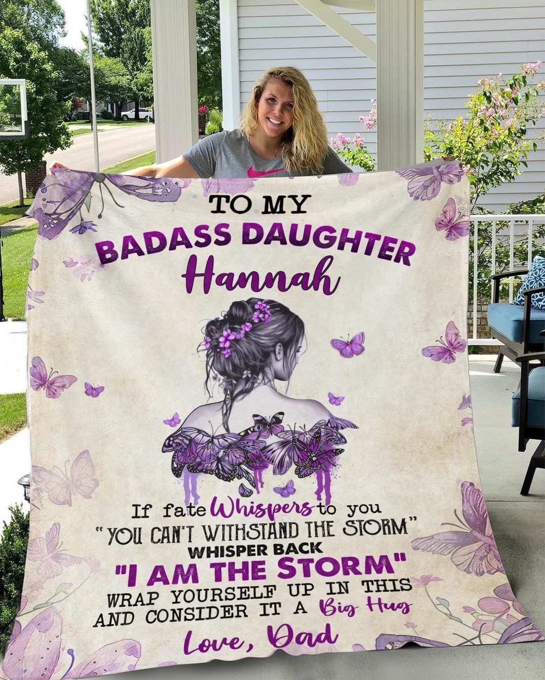 Personalized to My Badass Daughter Blanket - Empowering Gift for ...