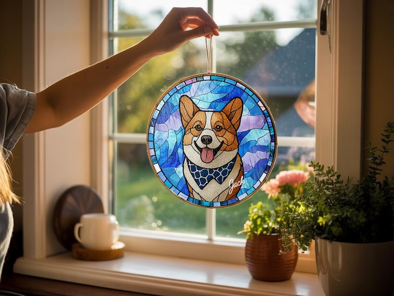 Dog Portrait From Photo Stained Glass Window Hangings Mosaic Style ...