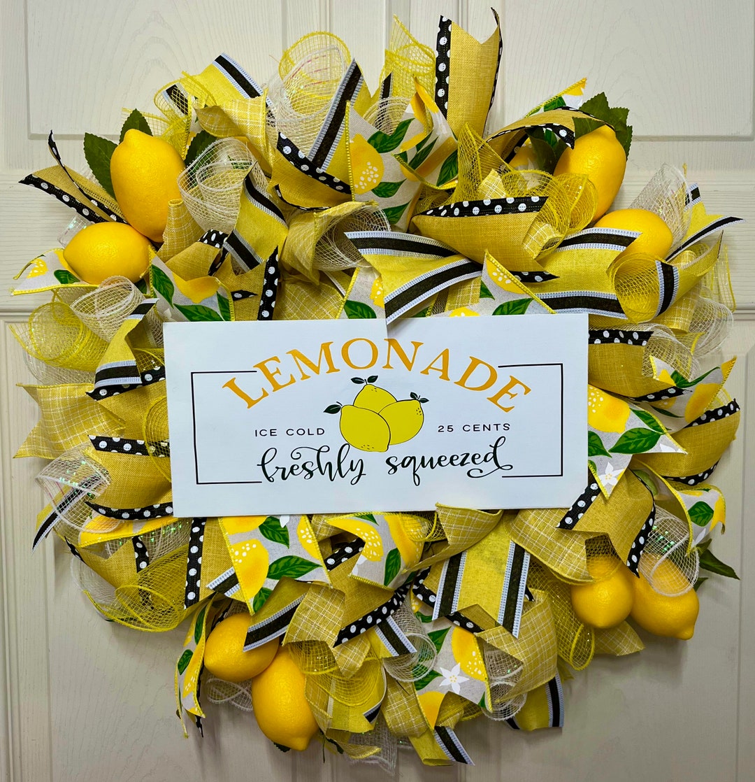 Lemon Deco Mesh Wreath |old Fashion Lemonade Sign | Summer Wreath ...