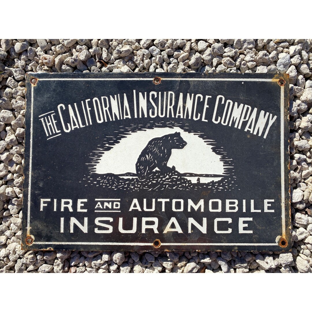 Vintage California Insurance Co Porcelain Gas Oil Sign - Etsy