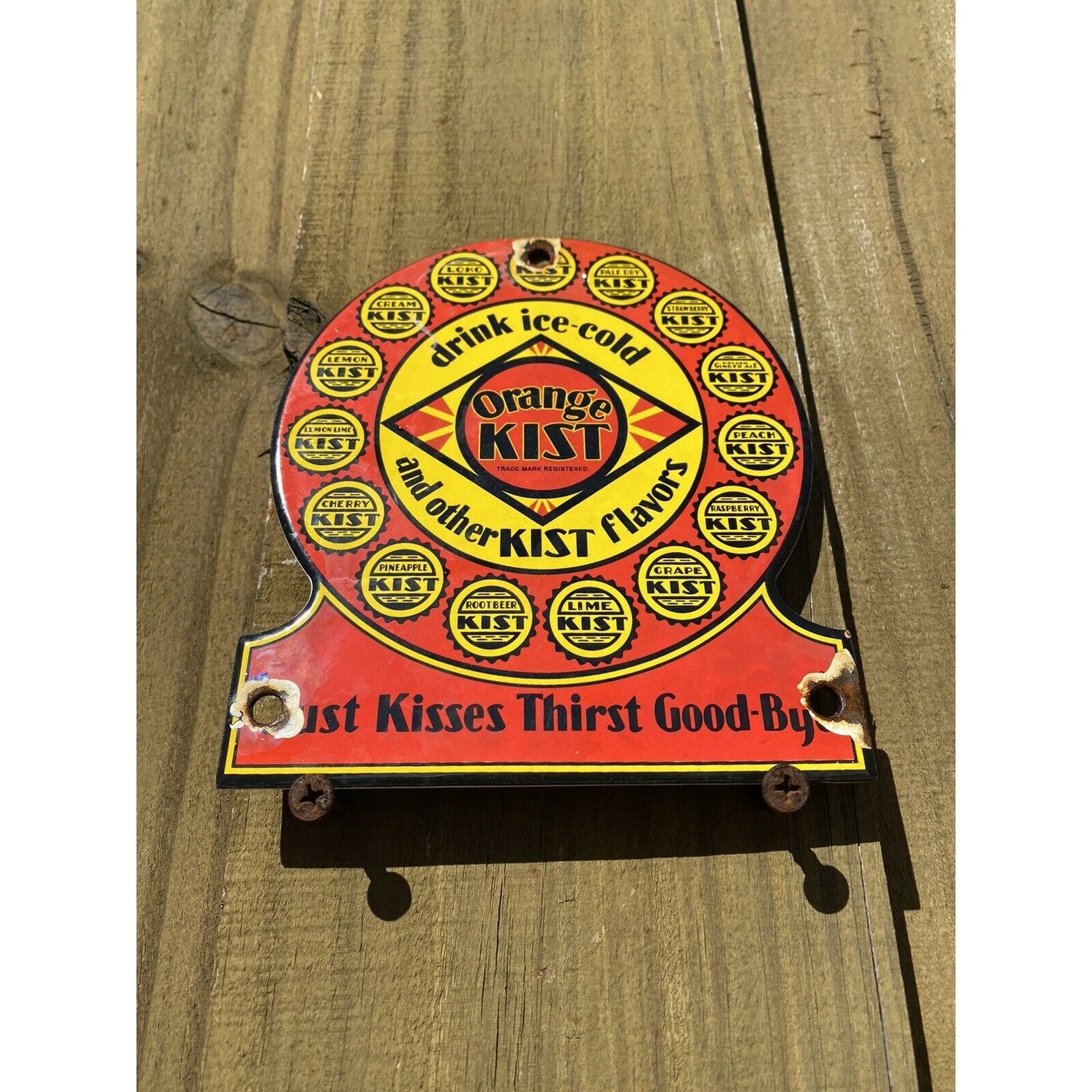 Vintage Orange KIST Soda Porcelain Sign Service Station Store Gas Oil ...