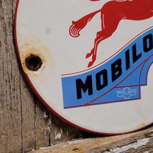 VINTAGE MOBIL 6" Pegasus Porcelain Advertising Sign Gas Pump Plate ...
