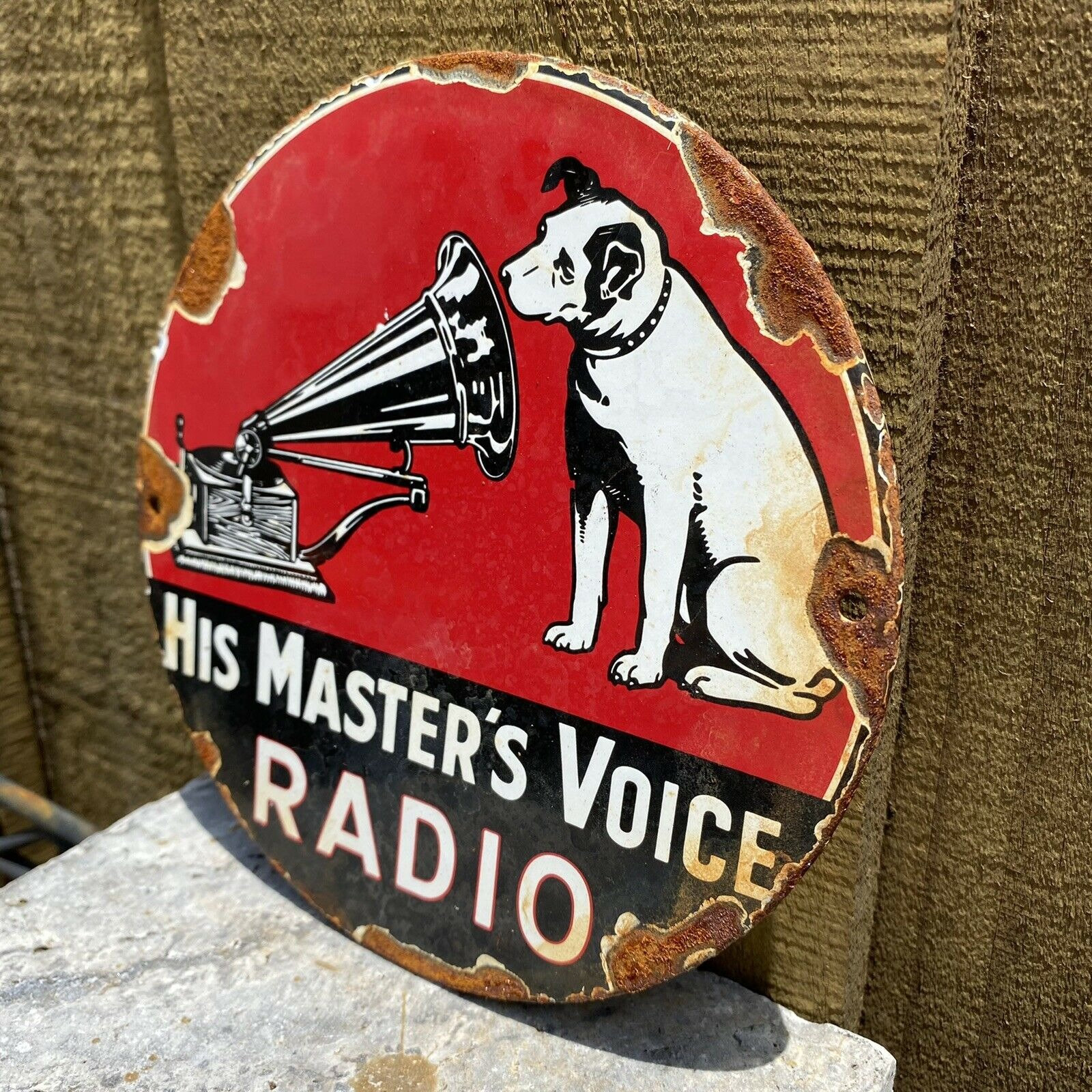 Vintage Rca Victrola Radio Porcelain Metal Masters Voice Sign Nipper ...