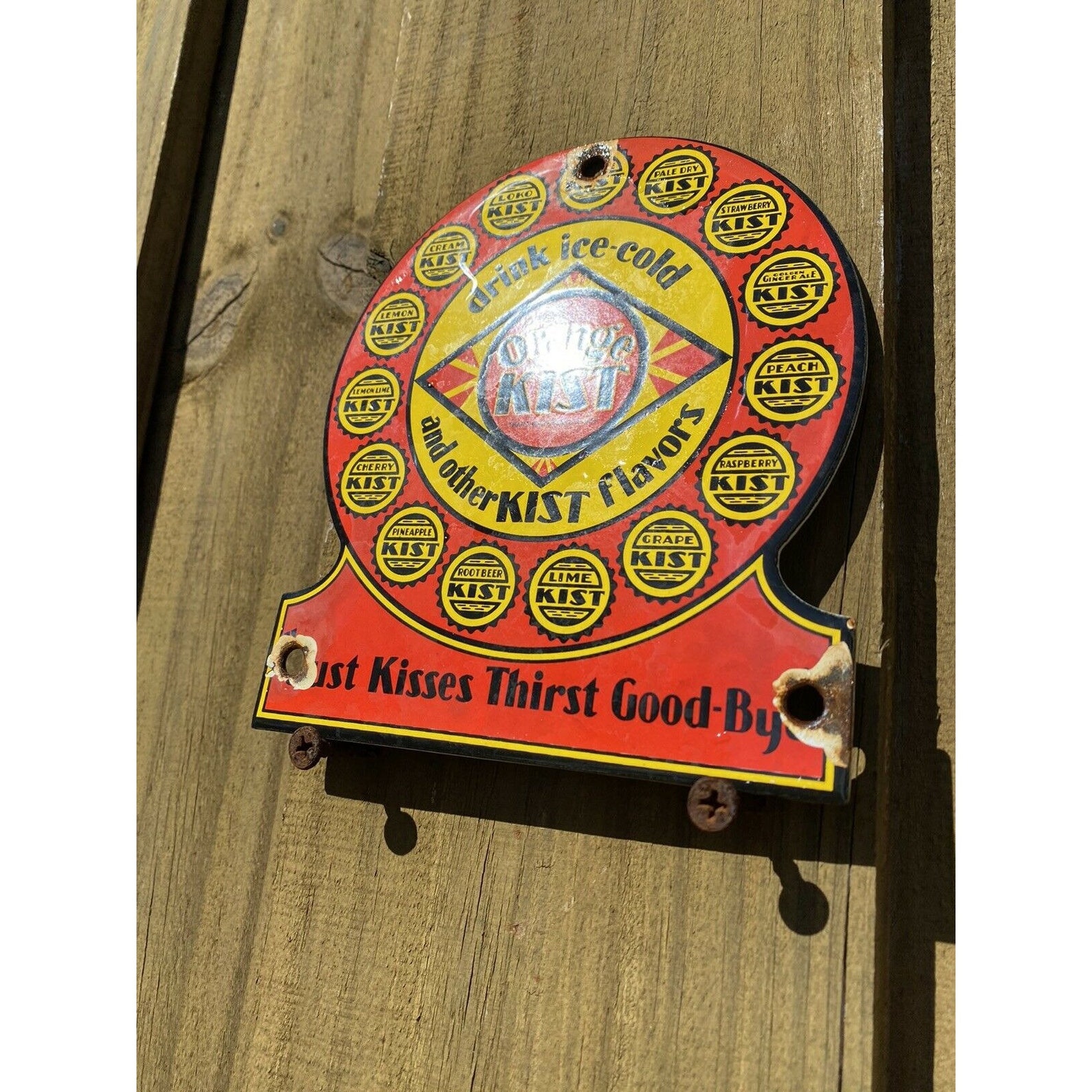 Vintage Orange KIST Soda Porcelain Sign Service Station Store Gas Oil ...
