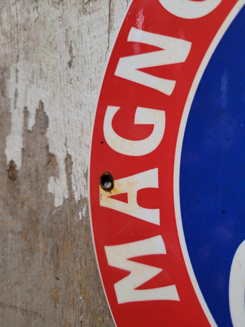VINTAGE MAGNOLIA PETROLEUM Porcelain Advertising Sign Gas Pump Plate ...