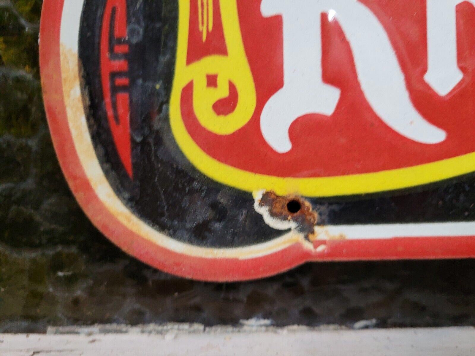 VINTAGE RHEINGOLD Beer PORCELAIN Sign Gas Motor Oil Soda Beverage Cola ...