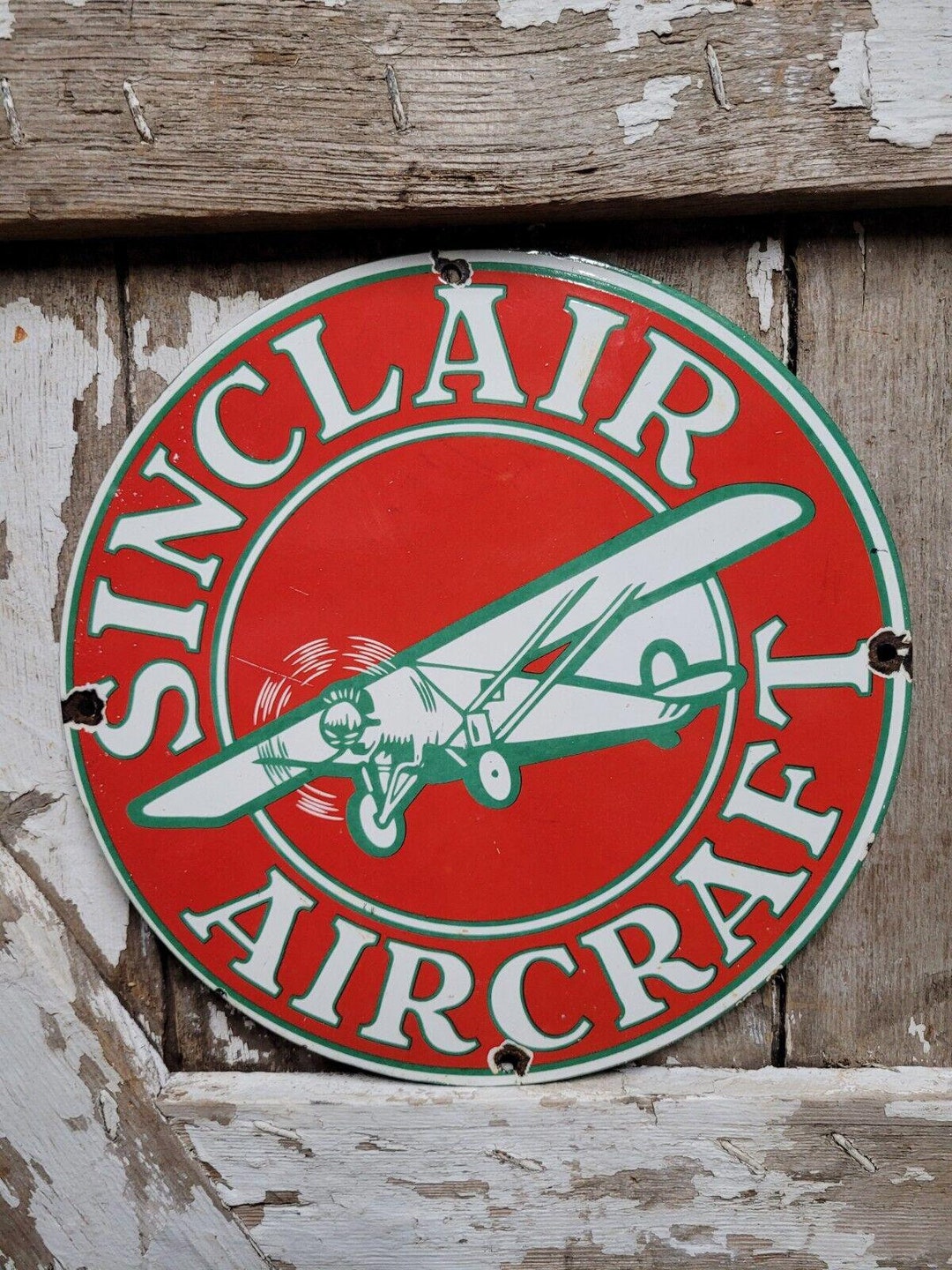 VINTAGE SINCLAIR Aircraft Fuel Porcelain Advertising Sign Gas - Etsy