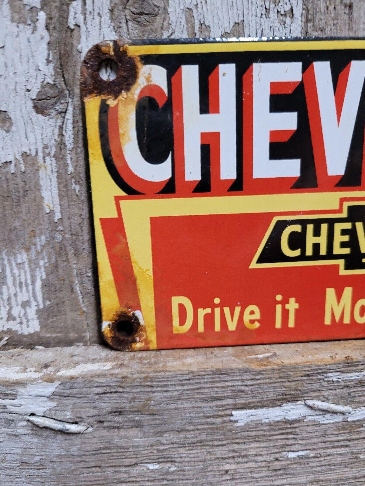 Chevrolet Chevy VINTAGE PORCELAIN SIGN Gas Motor Oil Soda Beverage ...