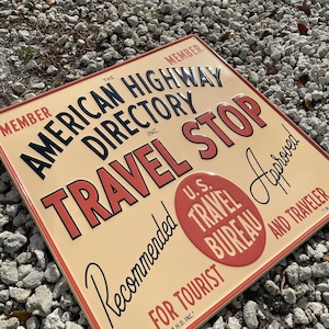 VINTAGE Us TRAVEL BUREAU Embossed Metal Sign Advertising Oil | Etsy