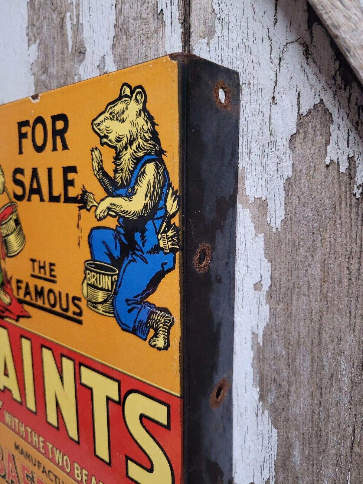 Baer Bros Paints VINTAGE PORCELAIN Flange SIGN Gas Motor Oil - Etsy