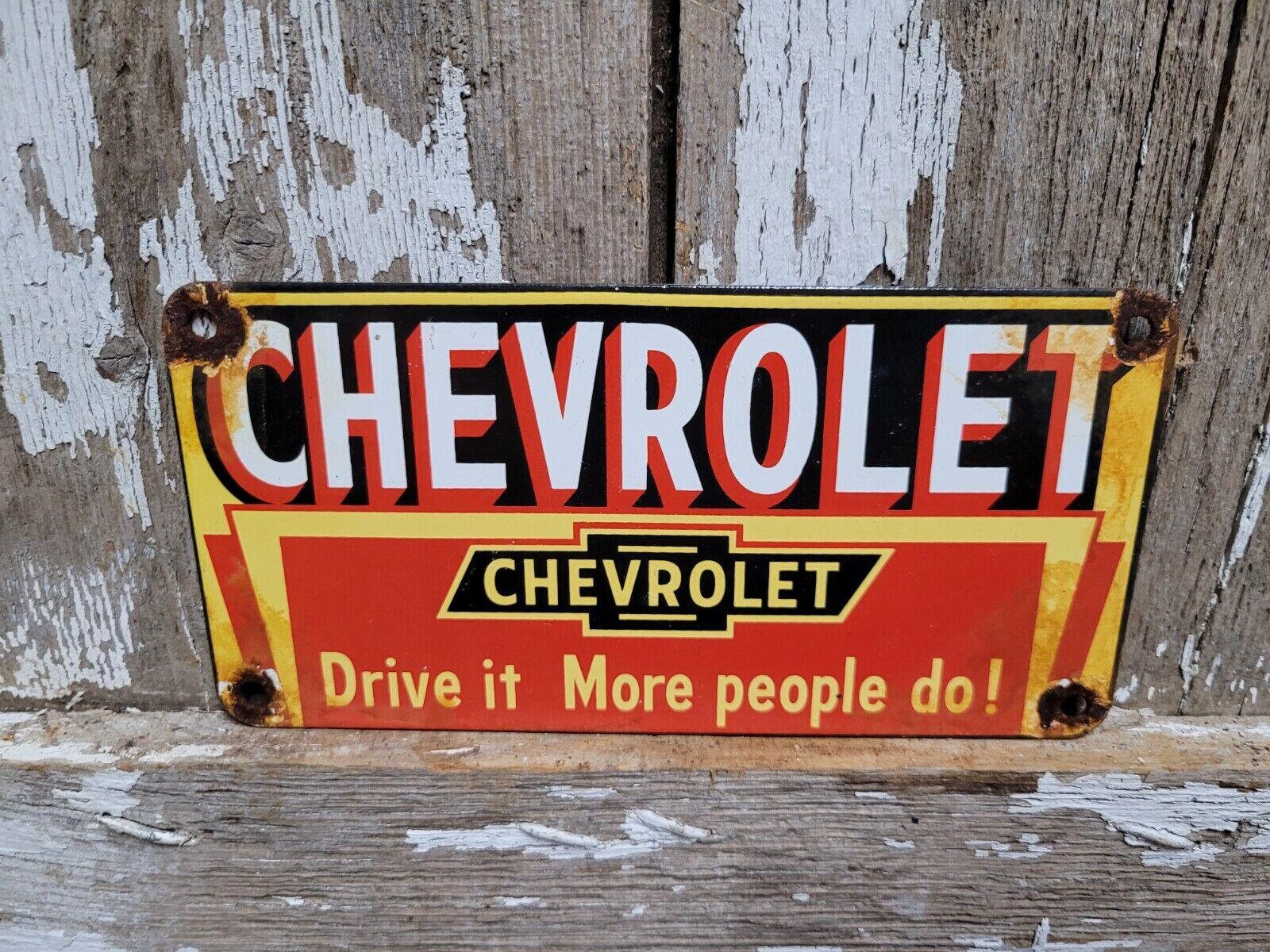 Chevrolet Chevy VINTAGE PORCELAIN SIGN Gas Motor Oil Soda Beverage ...